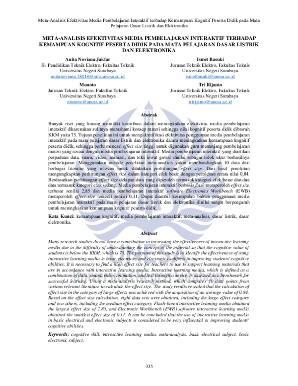 (PDF) Meta-Analisis Efektivitas Media Pembelajaran Interaktif Terhadap Kemampuan Kognitif ...
