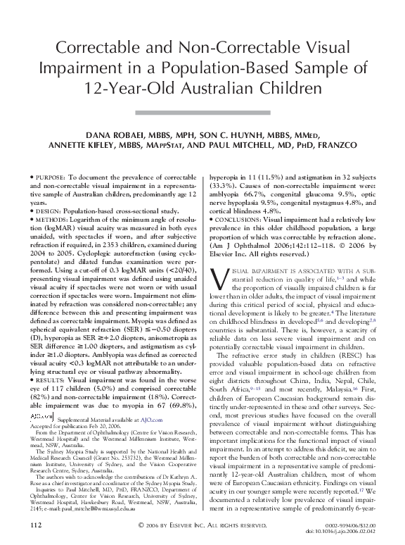 (PDF) Correctable and Non-Correctable Visual Impairment in a Population ...