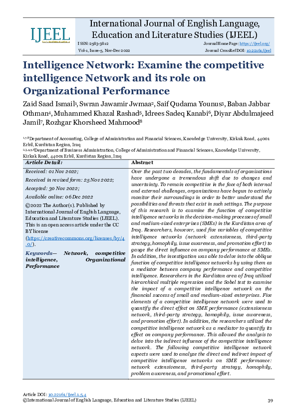 (PDF) Intelligence Network: Examine the competitive intelligence ...