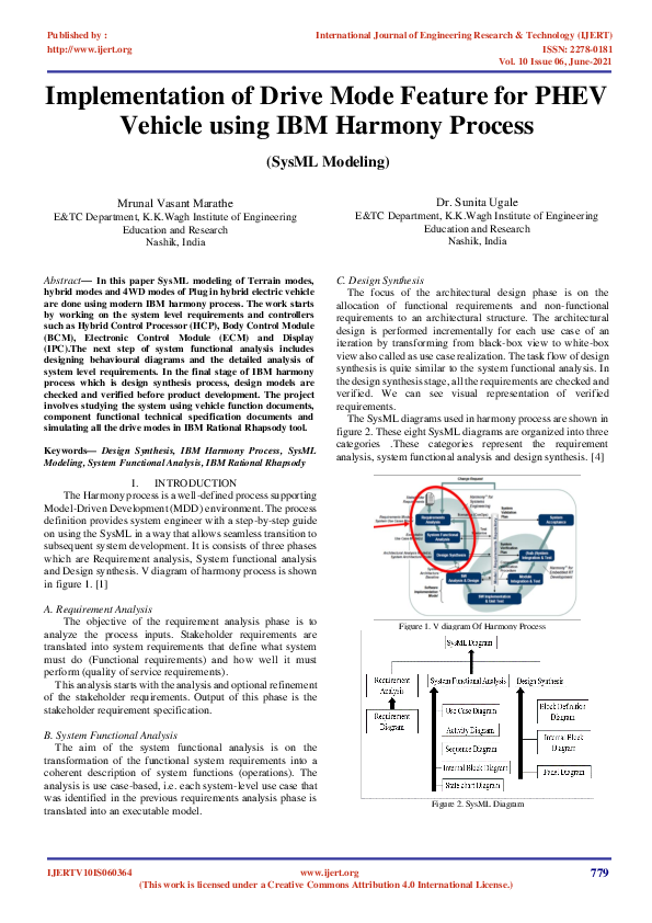 (PDF) Implementation of Drive Mode Feature for PHEV Vehicle using IBM Harmony Process