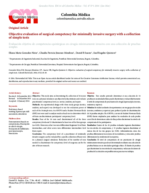 (PDF) Objective evaluation of surgical competency for minimally ...
