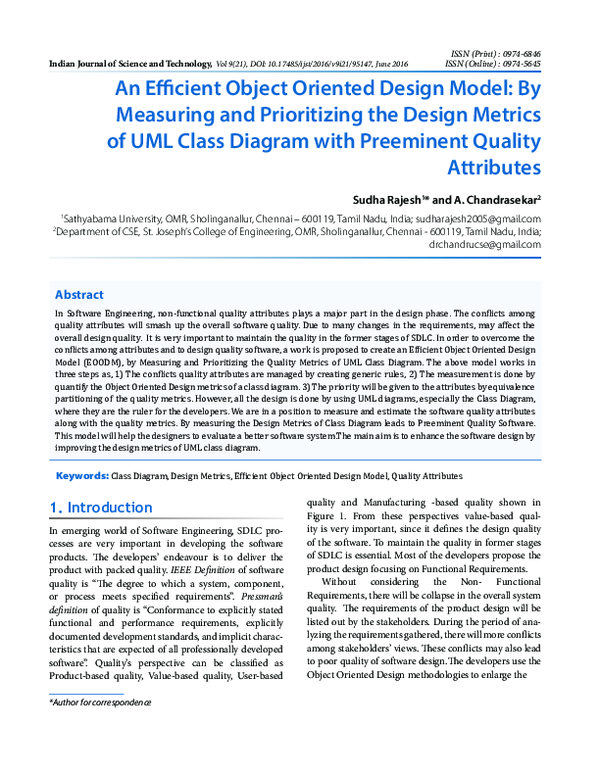 (PDF) An Efficient Object Oriented Design Model: By Measuring and ...