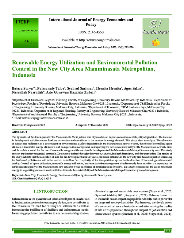 (PDF) Renewable Energy Utilization and Environmental Pollution Control ...