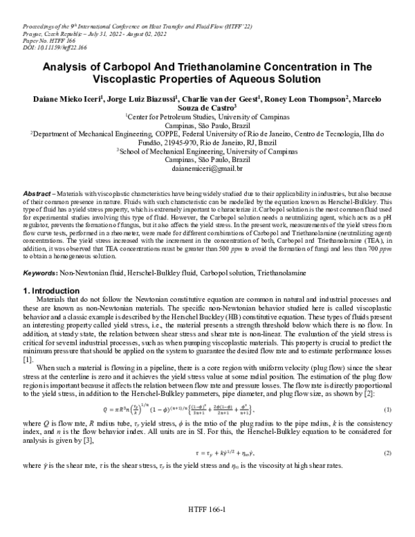 (PDF) Analysis of Carbopol And Triethanolamine Concentration in The ...