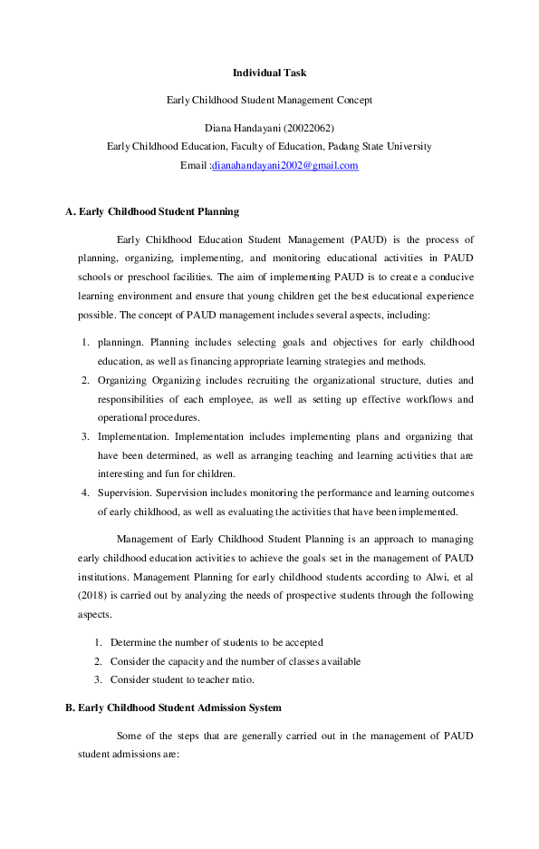 (PDF) Early Childhood Student Management Concept