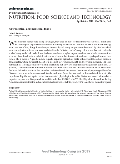 (PDF) Introduction in Nutraceutical and Medicinal Foods