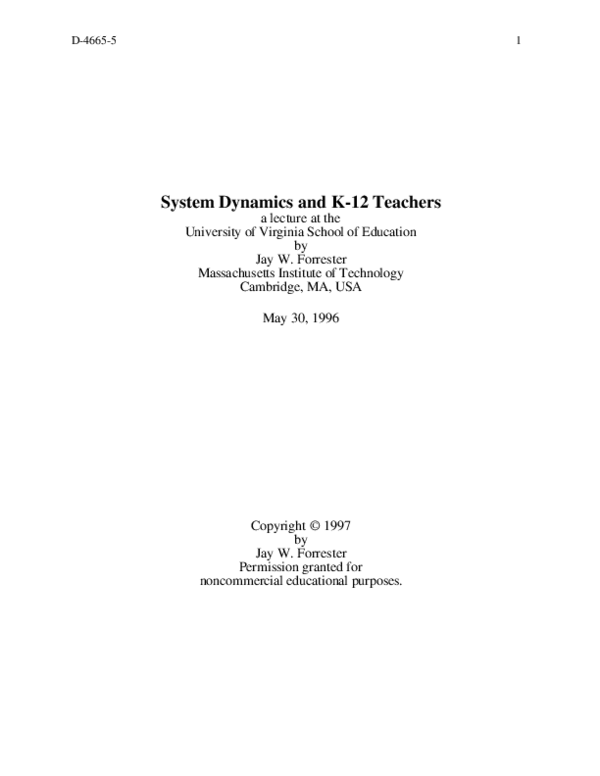 (PDF) System dynamics and K-12 teachers