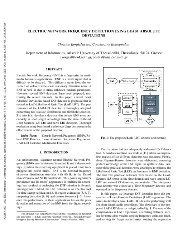 (PDF) Electric Network Frequency Detection Using Least Absolute Deviations