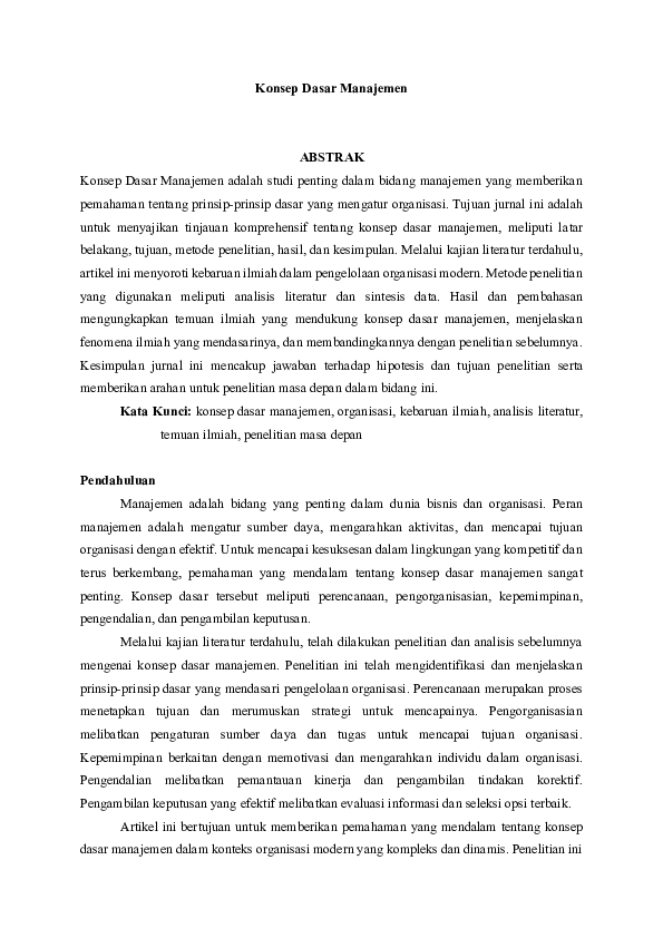 (PDF) Jurnal Konsep Dasar Manajemen