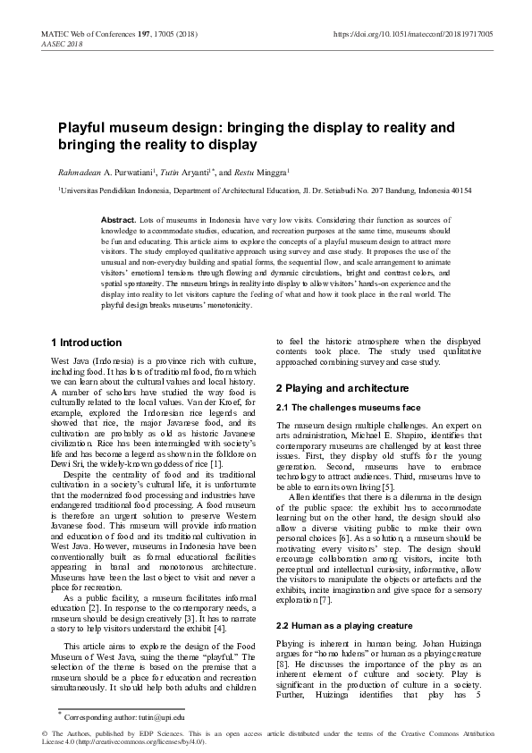 (PDF) Playful museum design: Bringing the display to reality and ...