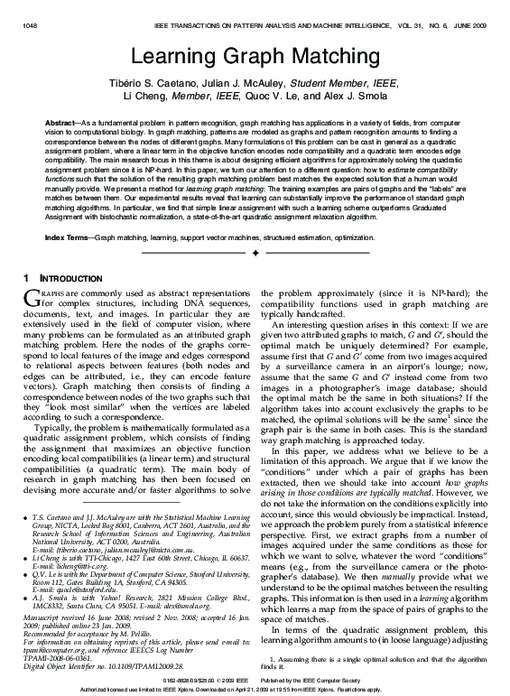 (PDF) Learning Graph Matching