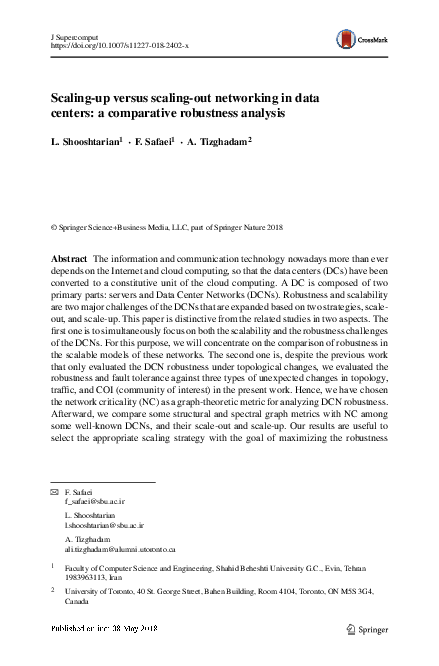 (PDF) Scaling-up versus scaling-out networking in data centers: a comparative robustness analysis