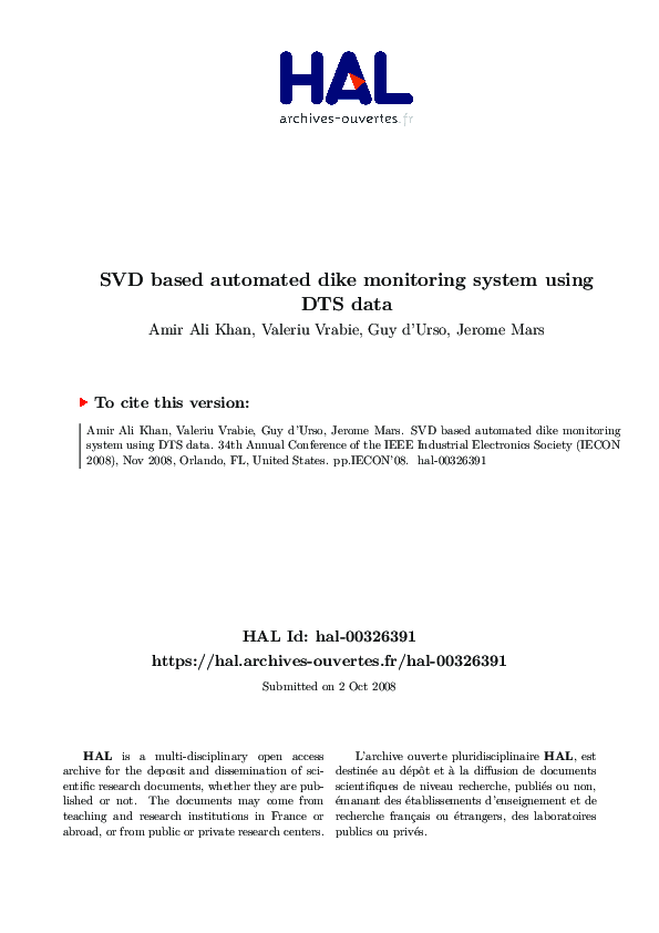 (PDF) SVD based automated dike monitoring system using DTS data