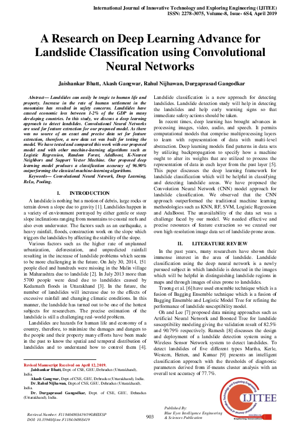 (PDF) A Research on Deep Learning Advance for Landslide Classification using Convolutional ...