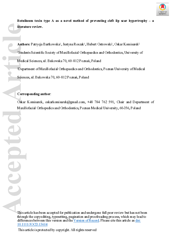Pdf Botulinum Toxin Type A As A Novel Method Of Preventing Cleft Lip