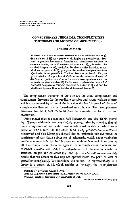 (PDF) Completeness theorems, incompleteness theorems and models of ...