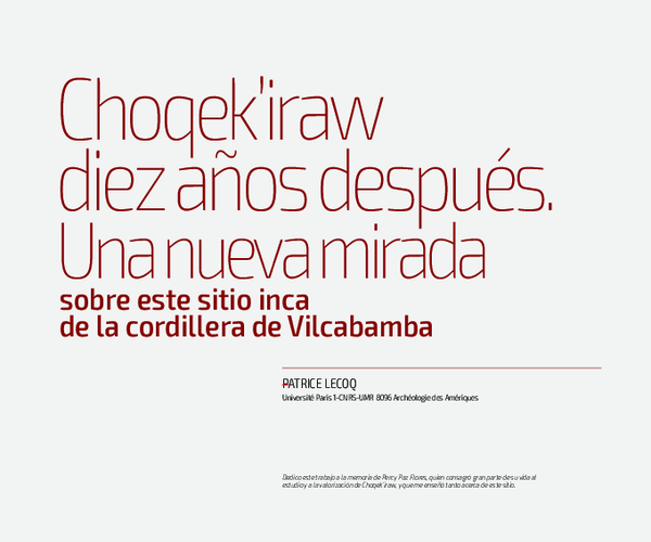 (PDF) Choqek’iraw, diez años despues : una nueva mirada sobre el sitio ...