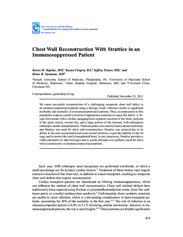 (PDF) Chest wall reconstruction with strattice in an immunosuppressed ...