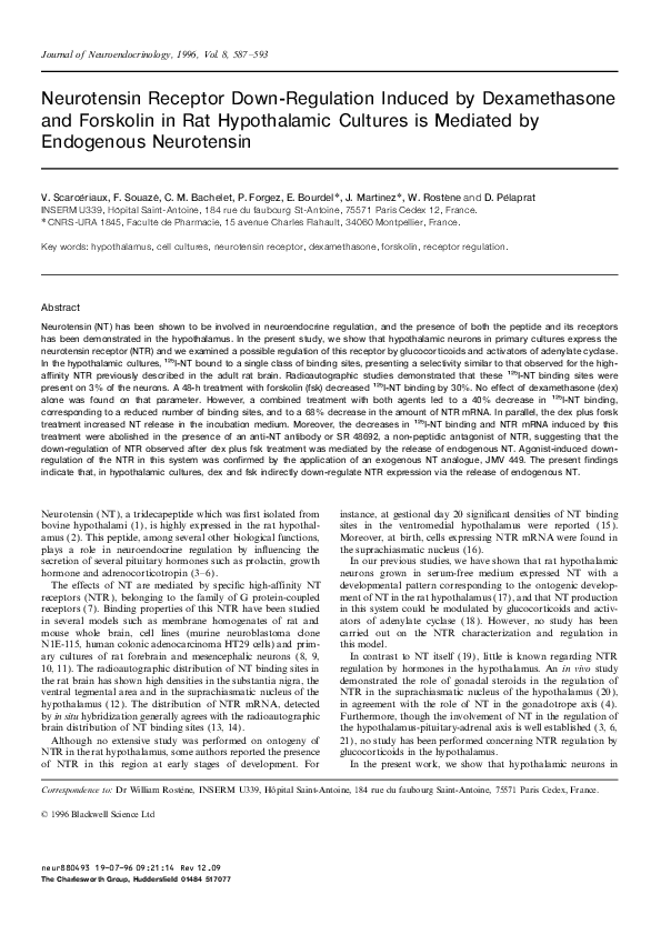(PDF) Neurotensin Receptor Down-Regulation Induced by Dexamethasone and ...