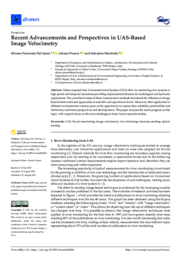 (PDF) Recent Advancements and Perspectives in UAS-Based Image Velocimetry