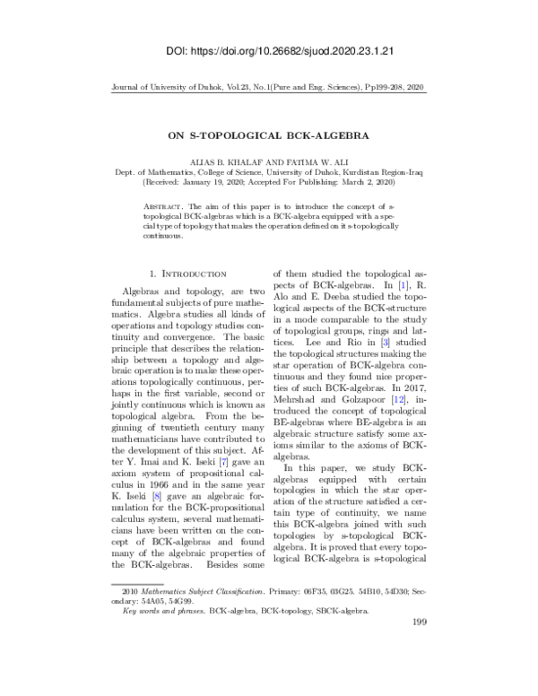 (PDF) On S-topological Bck-algebra