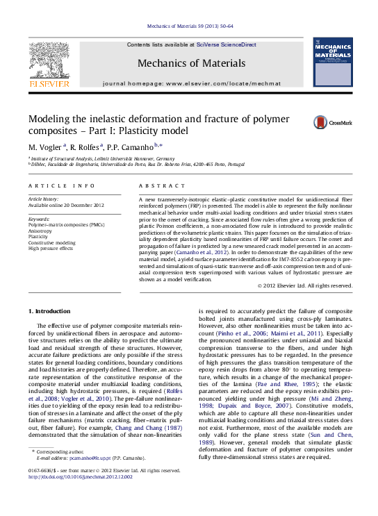 (PDF) Modeling the inelastic deformation and fracture of polymer ...