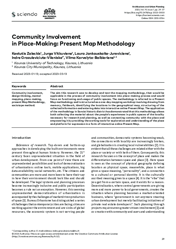 (PDF) Community Involvement in Place-Making: Present Map Methodology