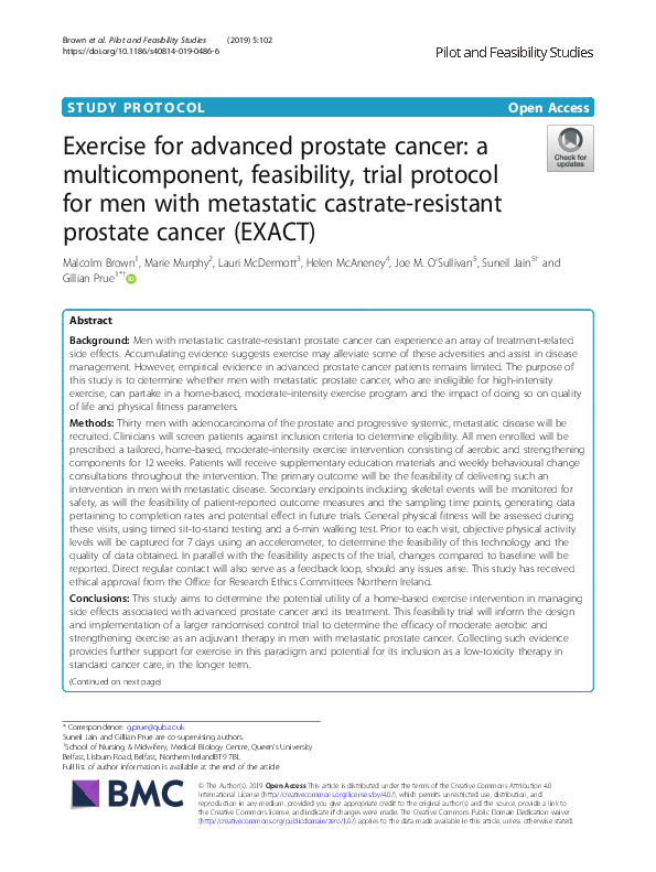 (PDF) Exercise for advanced prostate cancer: a multicomponent ...