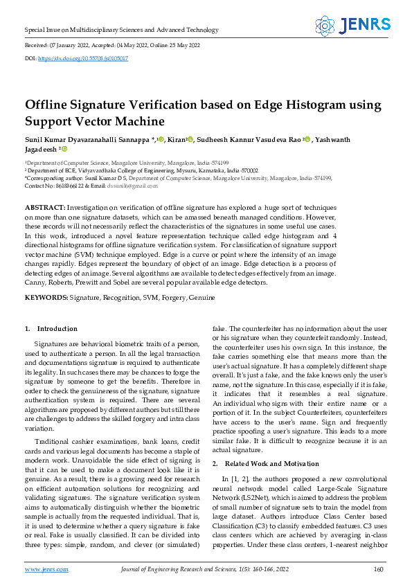 Pdf Offline Signature Verification Based On Edge Histogram Using