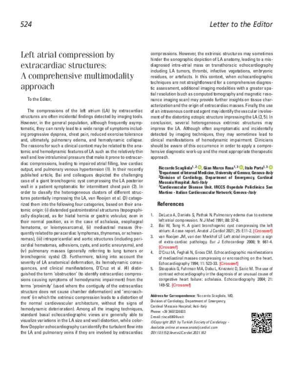 (PDF) Left Atrial Compression: A Multimodal Approach