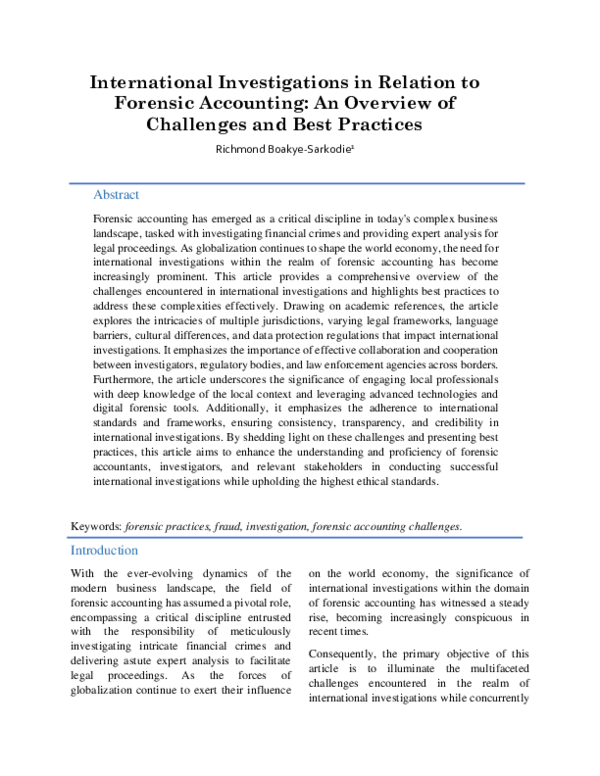 (PDF) International Investigations in Relation to Forensic Accounting ...