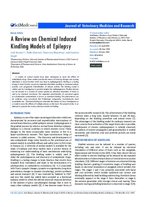 (PDF) A Review on Chemical Induced Kindling Models of Epilepsy