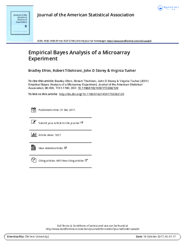 (PDF) Empirical Bayes Analysis of a Microarray Experiment
