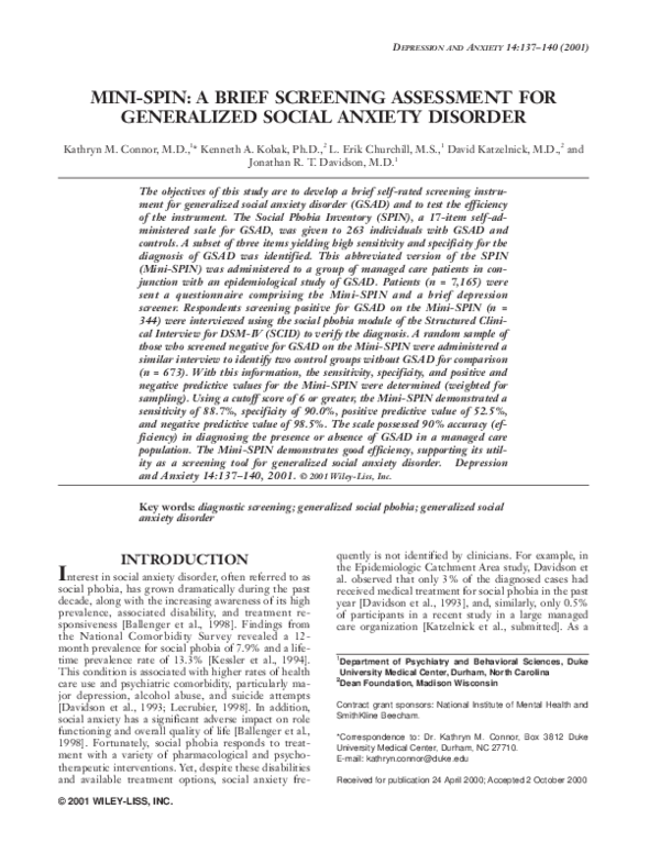 (PDF) Mini-SPIN: A brief screening assessment for generalized social ...