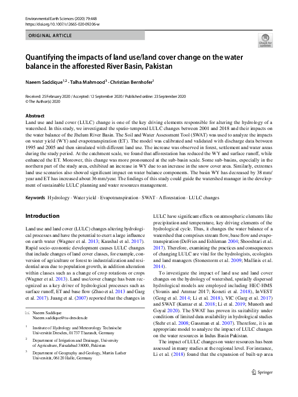 (PDF) Quantifying the impacts of land use/land cover change on groundwater depletion in ...