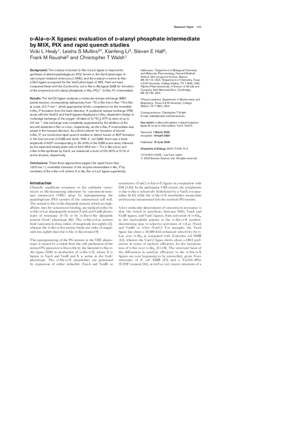 (PDF) d -Ala– d -X ligases: evaluation of d -alanyl phosphate ...
