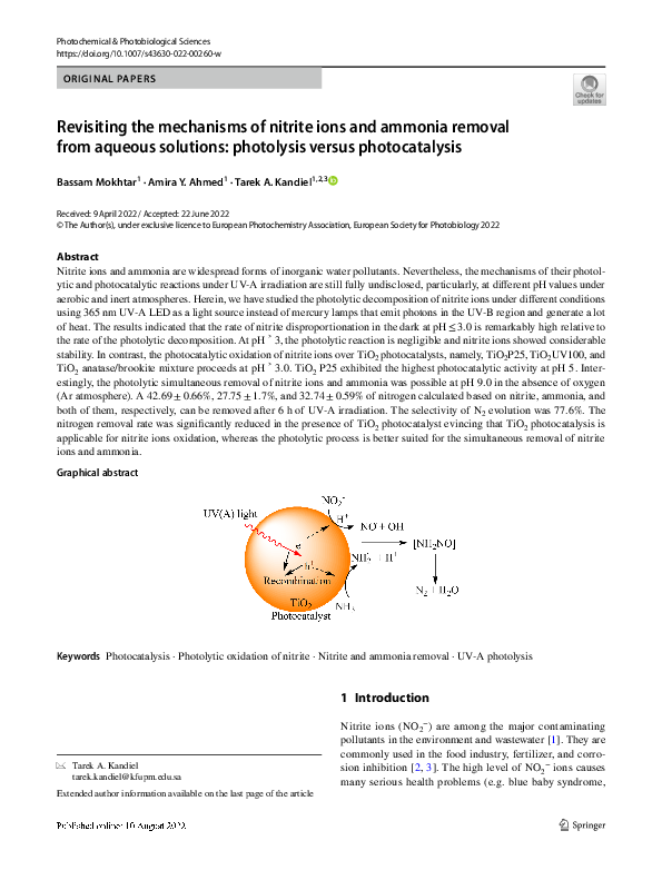 (PDF) Revisiting the mechanisms of nitrite ions and ammonia removal ...