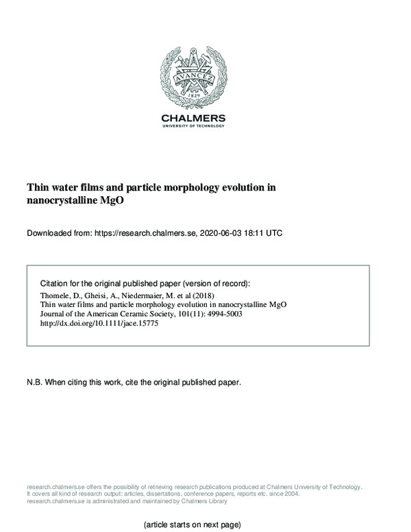 (PDF) Thin water films and particle morphology evolution in ...