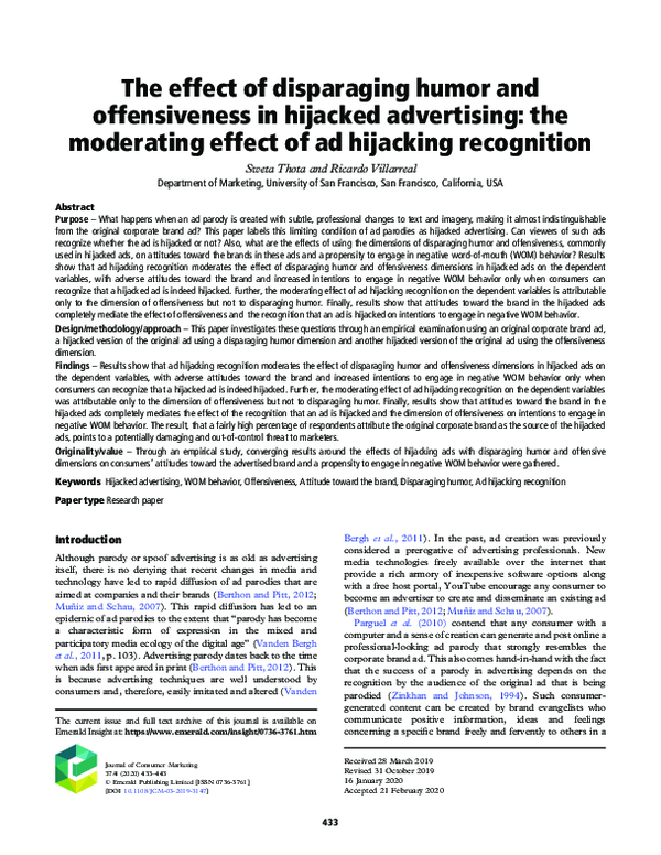 (PDF) The effect of disparaging humor and offensiveness in hijacked ...
