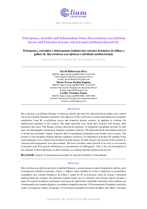 Pdf Triterpenes Steroids And Lichexantone From Macrolobium