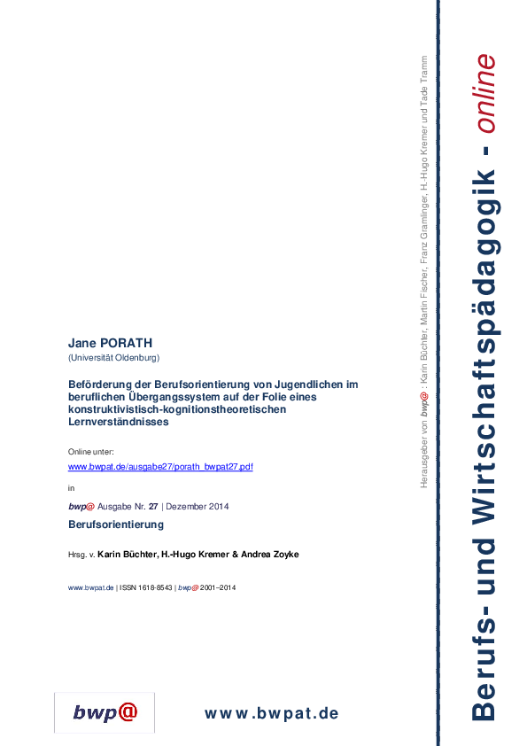 (PDF) Beförderung der Berufsorientierung von Jugendlichen im ...