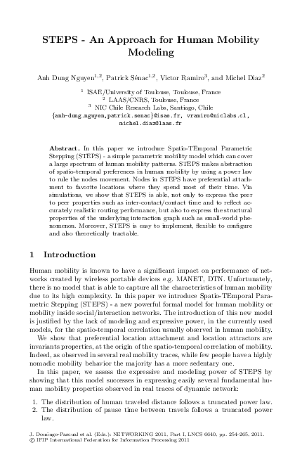 (PDF) STEPS - An Approach for Human Mobility Modeling