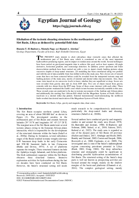 Elicitation of the tectonic shearing structures in the north eastern ...