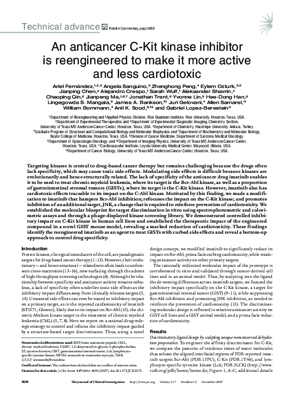 (PDF) An anticancer C-Kit kinase inhibitor is reengineered to make it ...