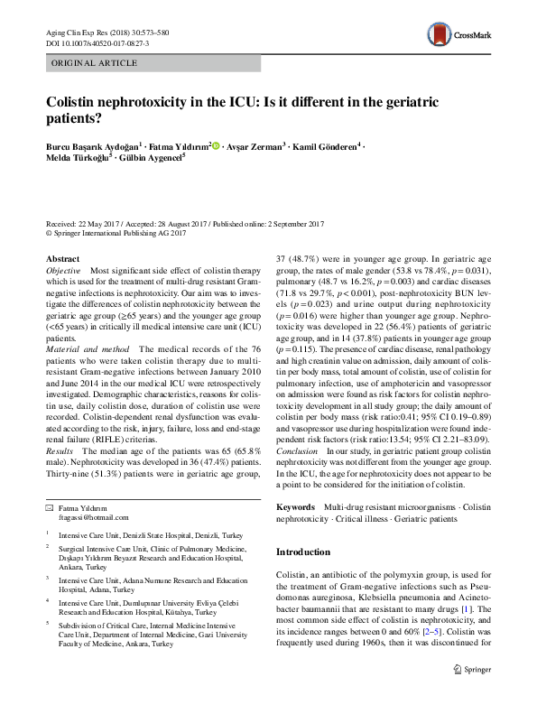 (PDF) Colistin nephrotoxicity in the ICU: Is it different in the ...