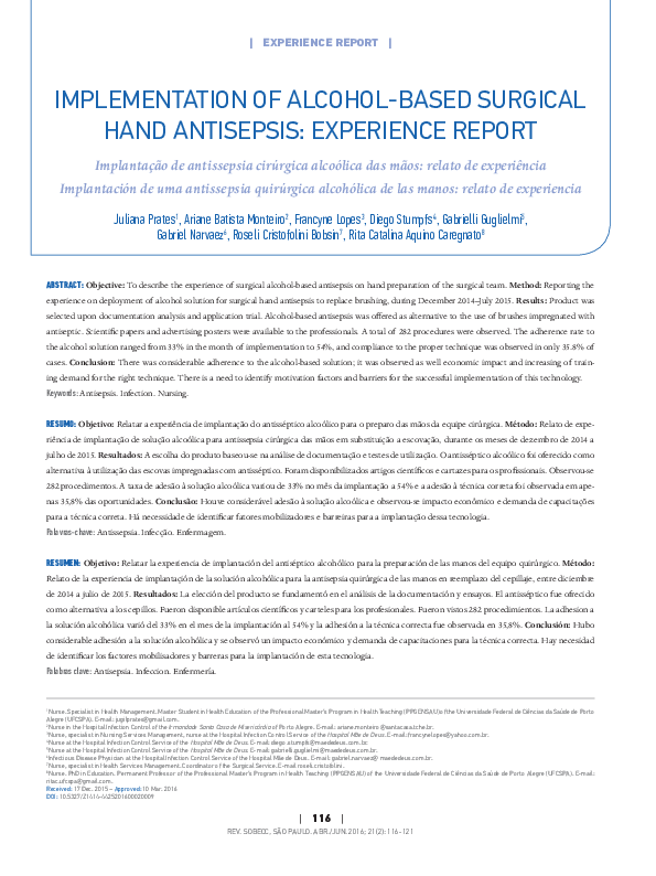 (PDF) ImPlemeNtatION Of alCOhOl-BaSed SuRgICal