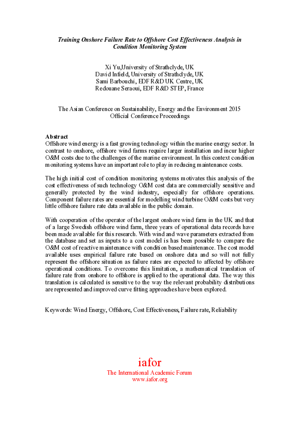 (PDF) Training Onshore Failure Rate to Offshore Cost Effectiveness ...