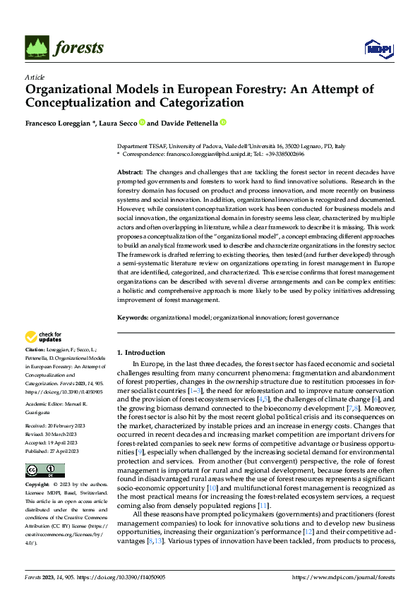 (PDF) Organizational Models in European Forestry: An Attempt of ...