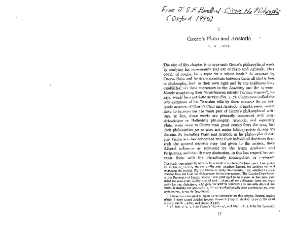 (PDF) Cicero's Plato and Aristotle