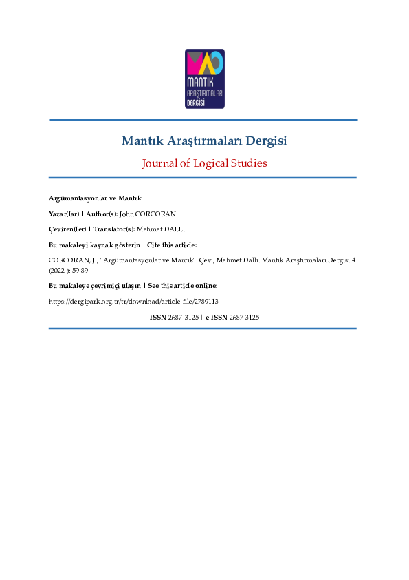 (PDF) Argumantasyonlar ve Mantik